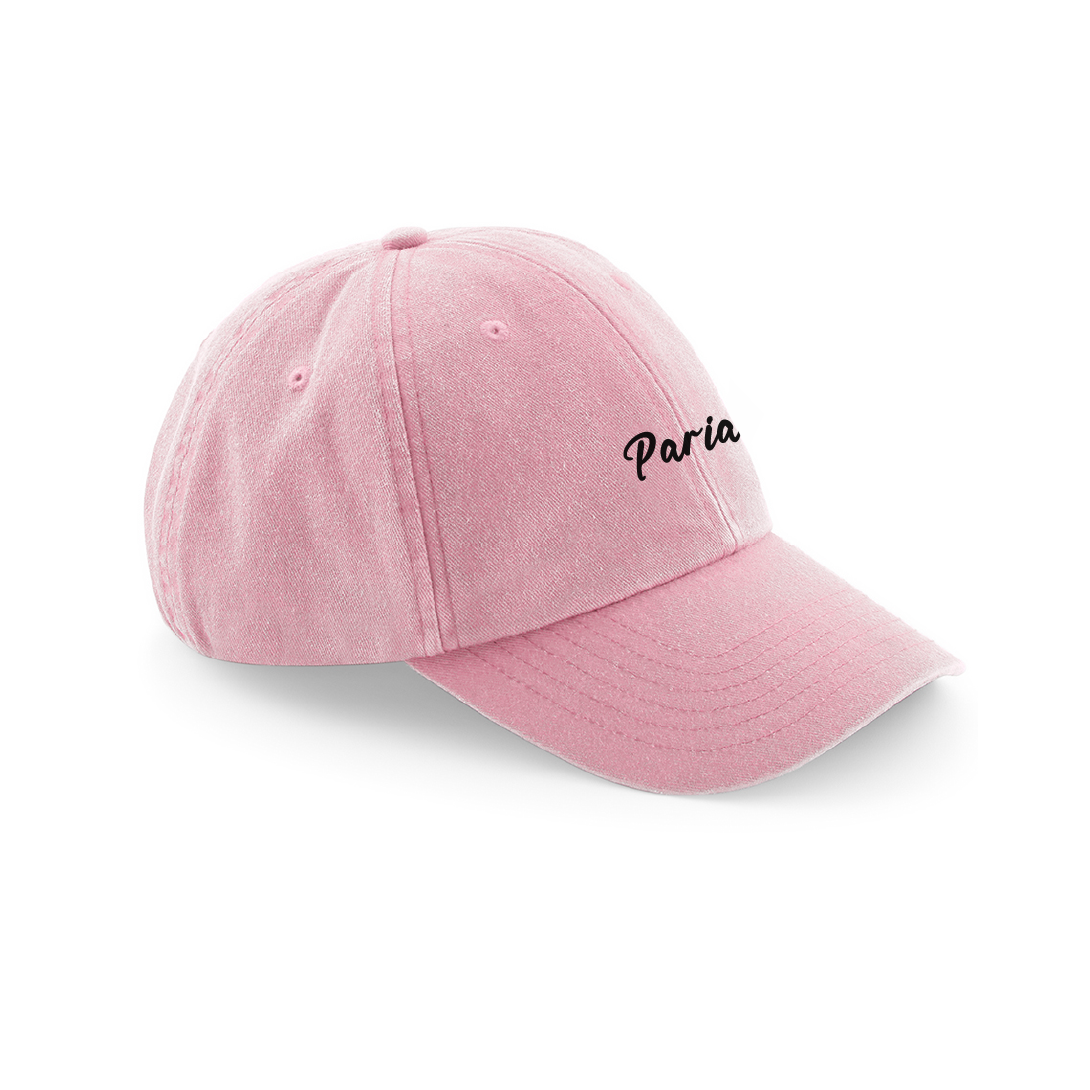 Pink 6 Panel Cap | Script Paria Logo - PARIA.CC